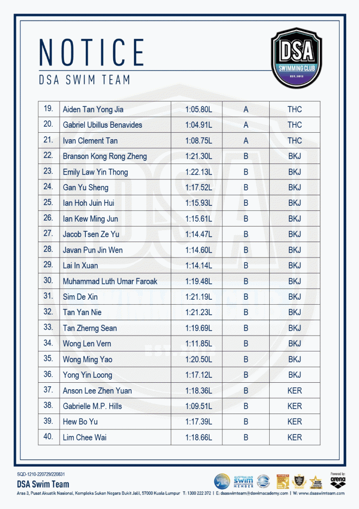 DSA Swimming Club | DSA Swim Team | D Swim Academy (DSA)